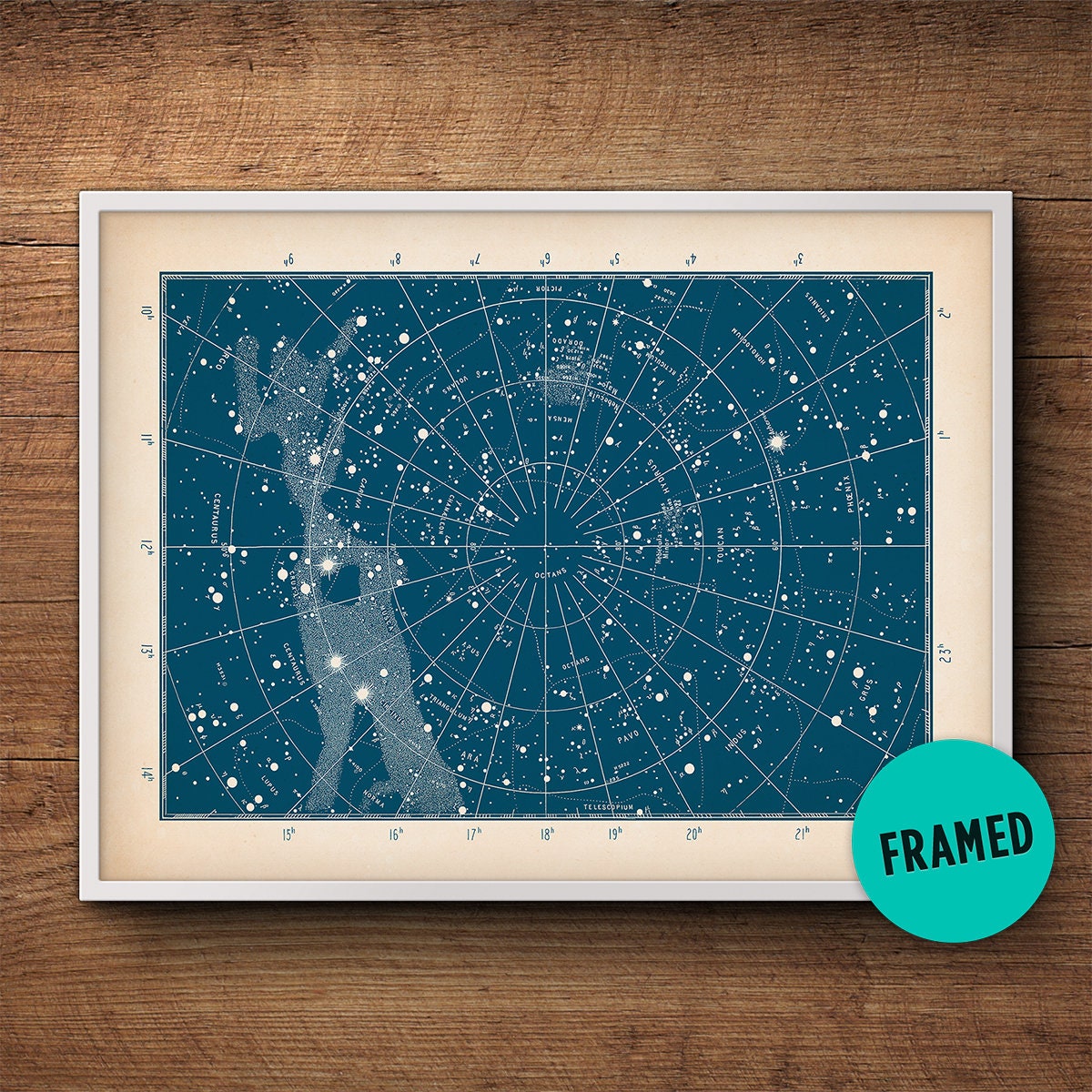 Star Chart Print, Framed Art, Star Map Print, Constellation Print ...