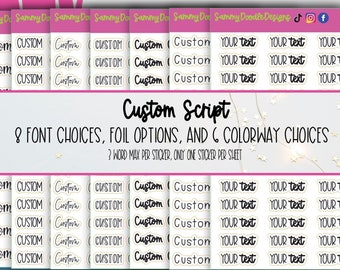 Custom Script Sticker Sheet Planner Stickers Choose Your - Etsy