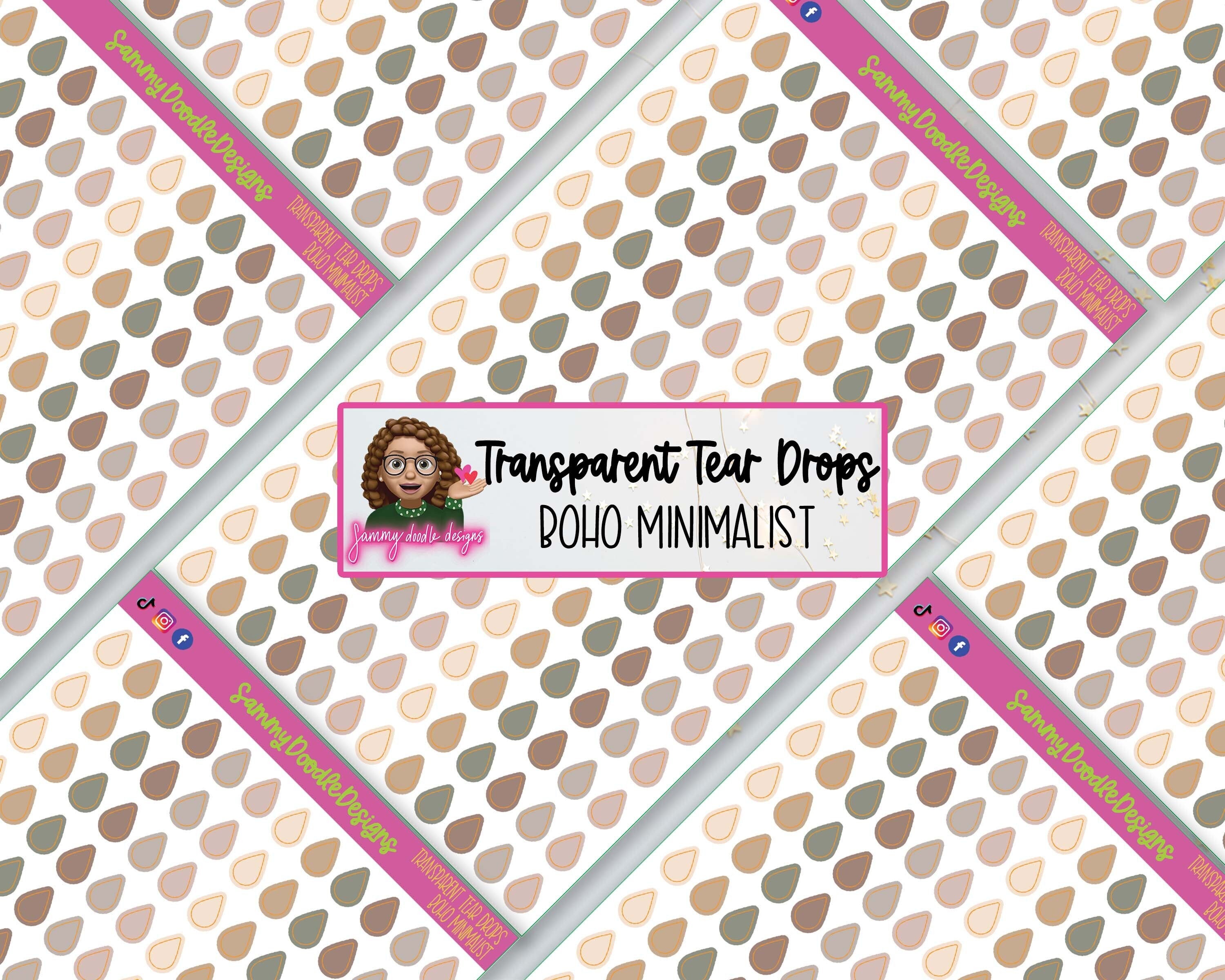 Paper, Party & Kids Planner Stickers Transparent Teardrop Stickers ...