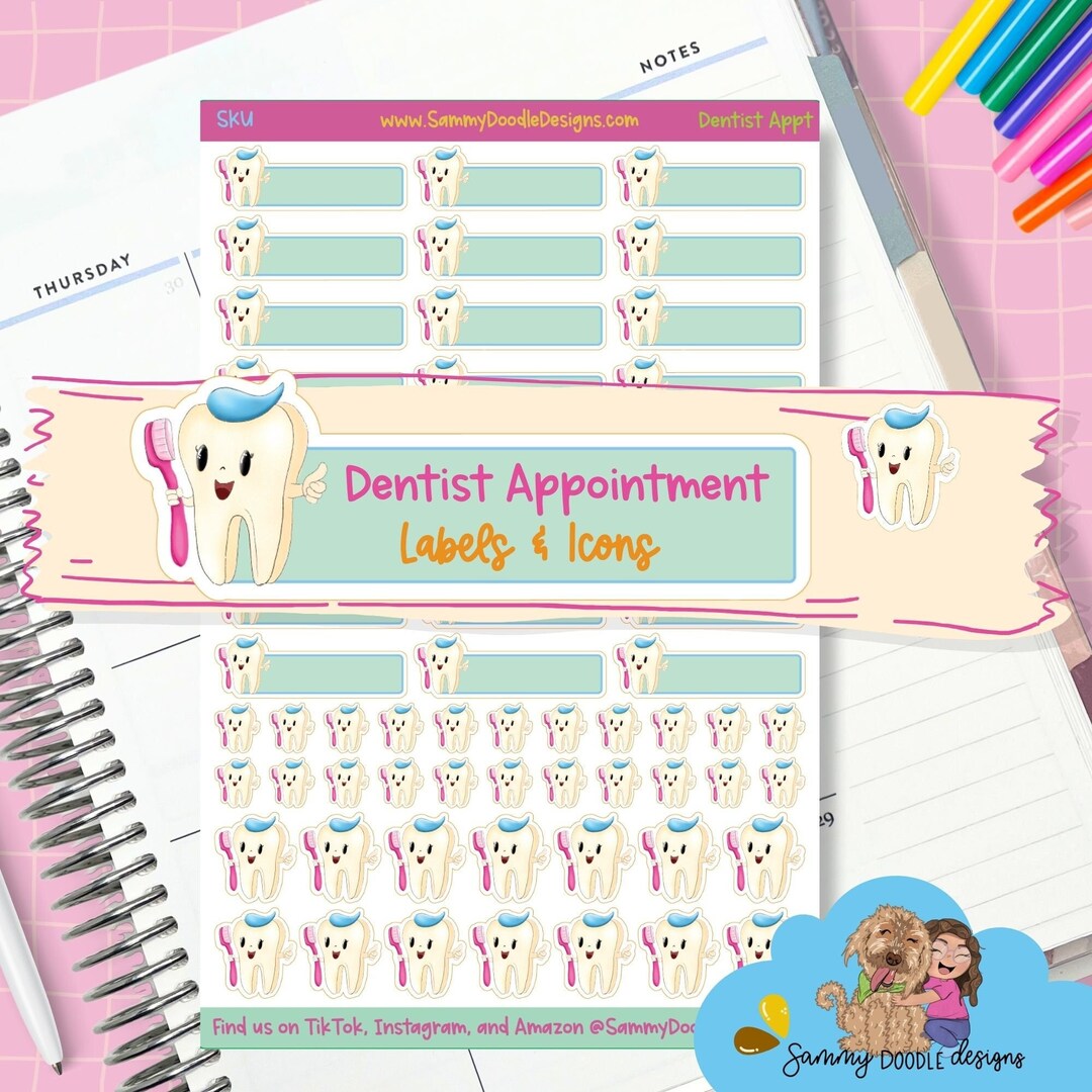 Cute Toothbrush Reminder Stickers Dentist Appointment - Etsy