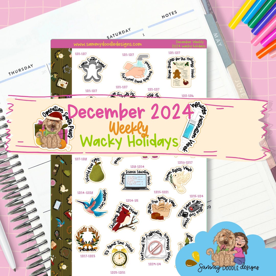 December 2024 National Holidays Stickers Weekly Stickers Wacky Holidays ...