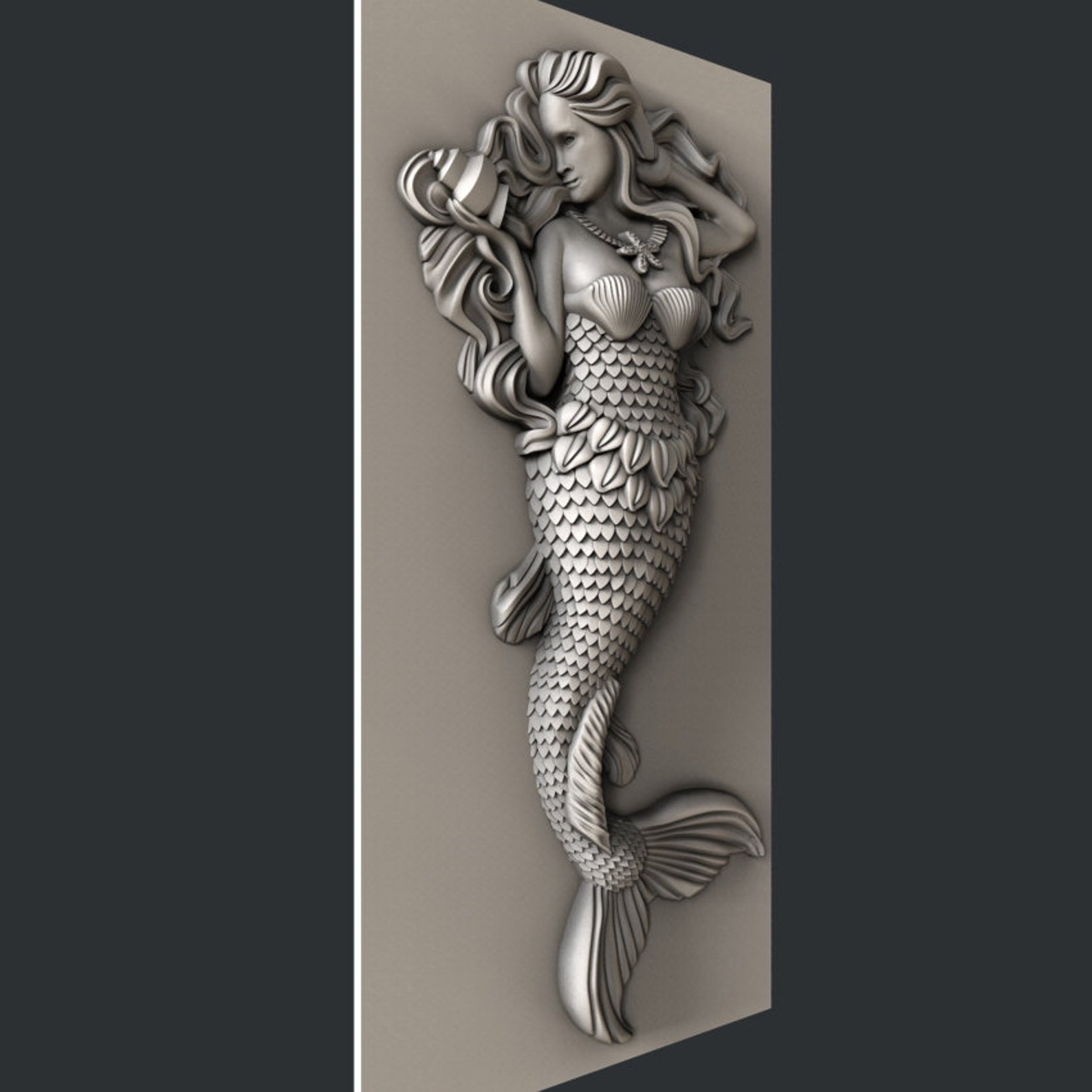 3d Stl Models For Cnc Mermaid Etsy