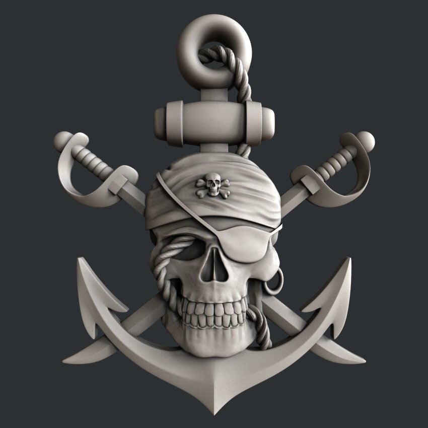 3d STL Models for CNC Router Pirate Skull - Etsy Canada