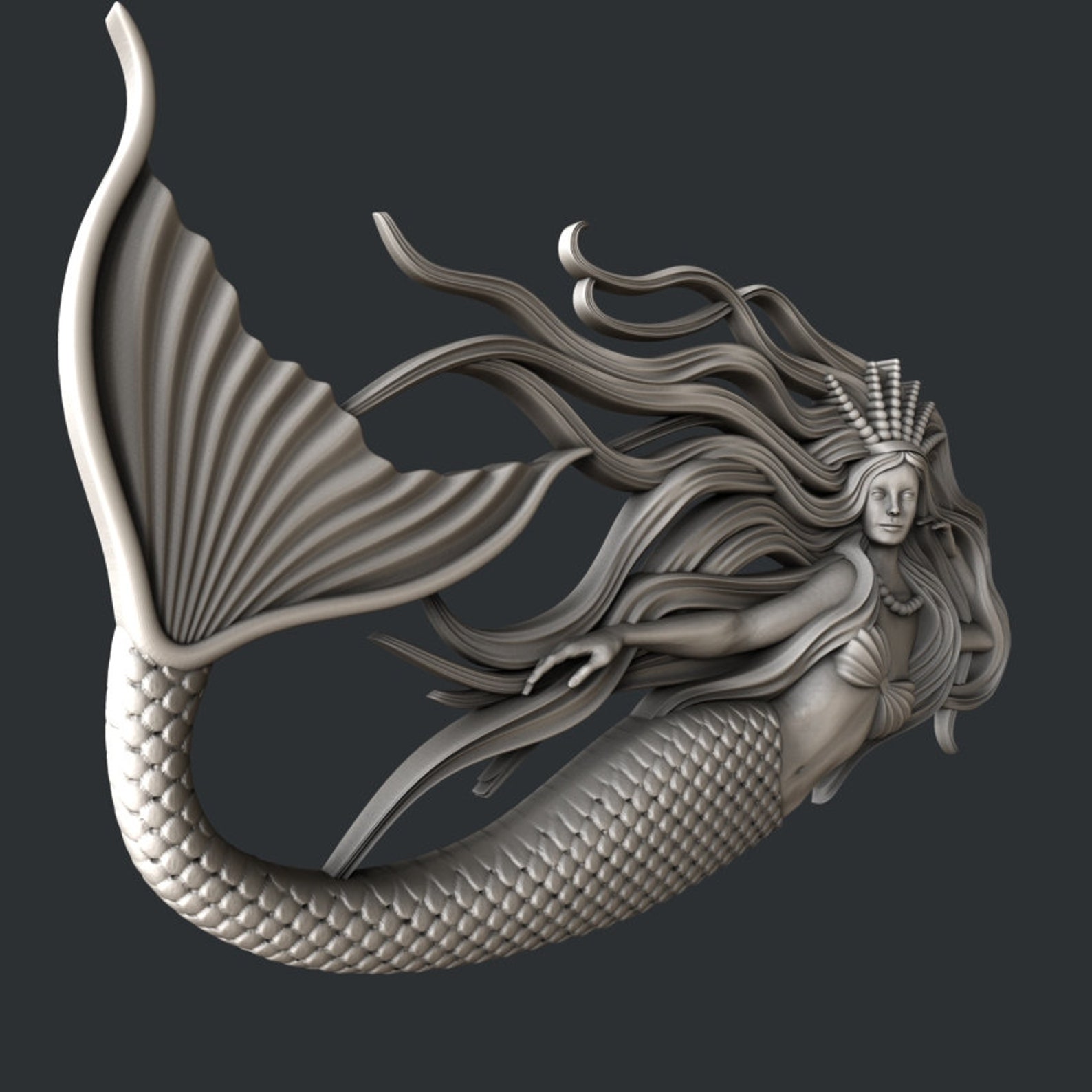 3d STL Models for CNC Router Mermaid - Etsy