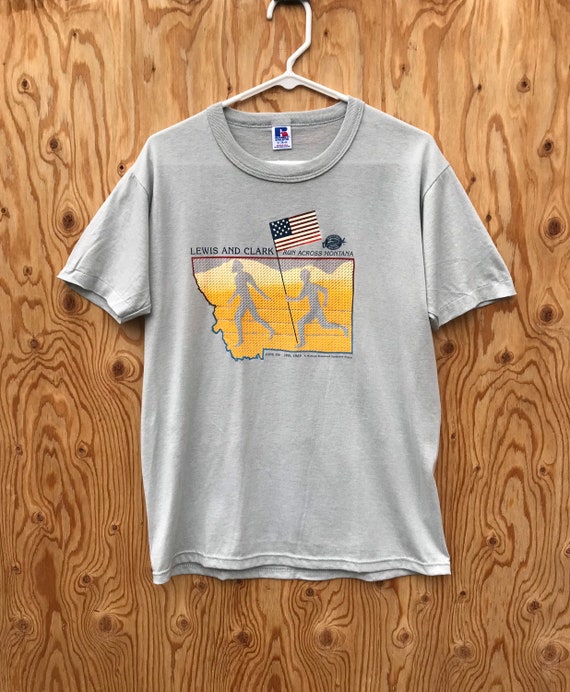 1989 MONTANA Shirt / Vintage LEWIS & CLARK Run Across… - Gem