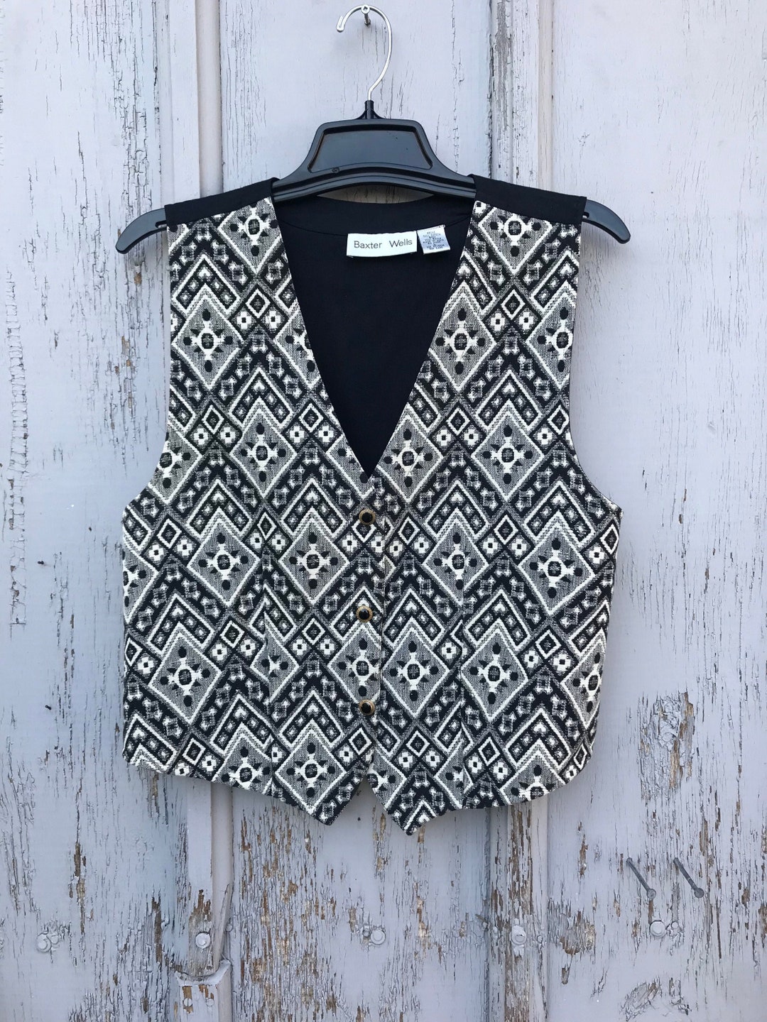90s BAXTER & WELLS Vest / Vintage Geometric Optical Illusion - Etsy