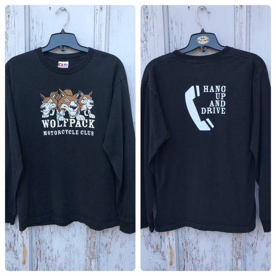 90s WOLFPACK MOTORCYCLE CLUB Shirt / Vintage Biker Ha… - Gem
