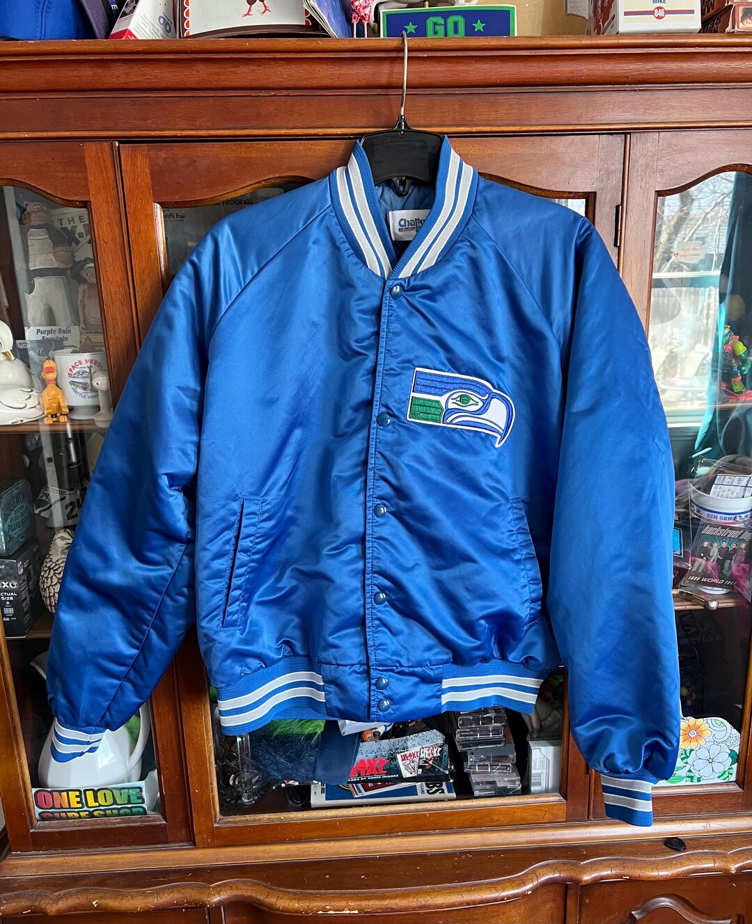80s SEAHAWKS Jacket / Vintage NFL Football Seattle Seahawks Satin Snap ...