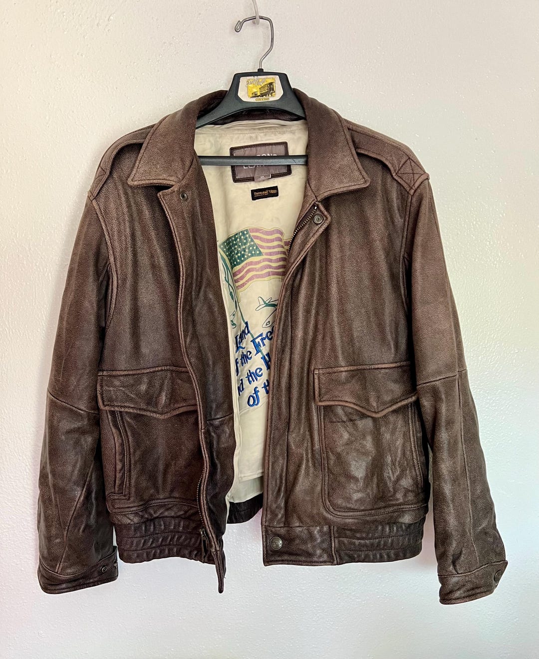 90s WILSONS Bomber Jacket / Vintage Wilsons Leather land of the Free ...