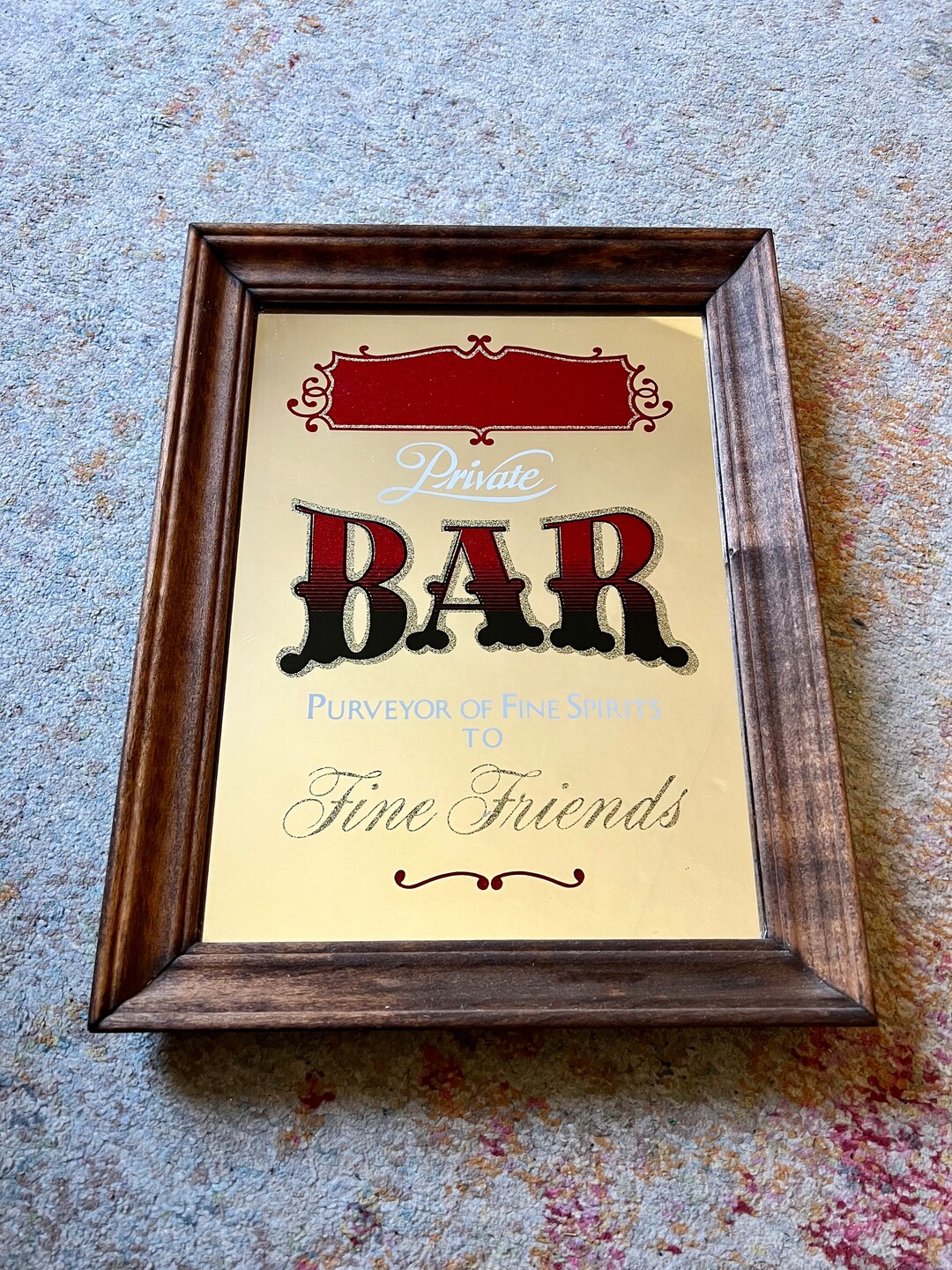 70s BAR Mirror / Vintage Private Bar Mirror Purveyor of Fine Spirits to ...