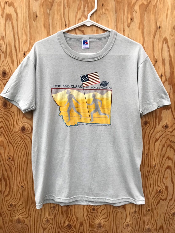 1989 MONTANA Shirt / Vintage LEWIS & CLARK Run Across… - Gem
