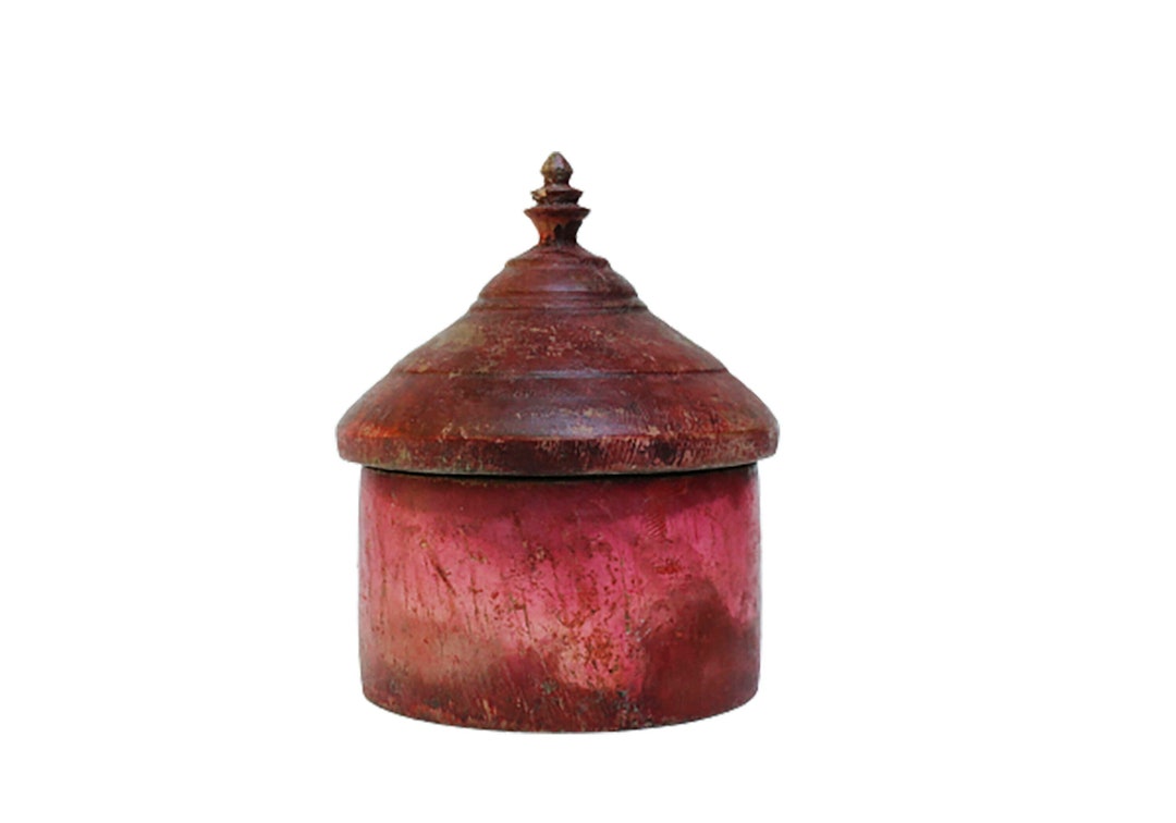 Vintage Red Tika Box, Vintage Makeup Container, Old Red Lacquer Box ...