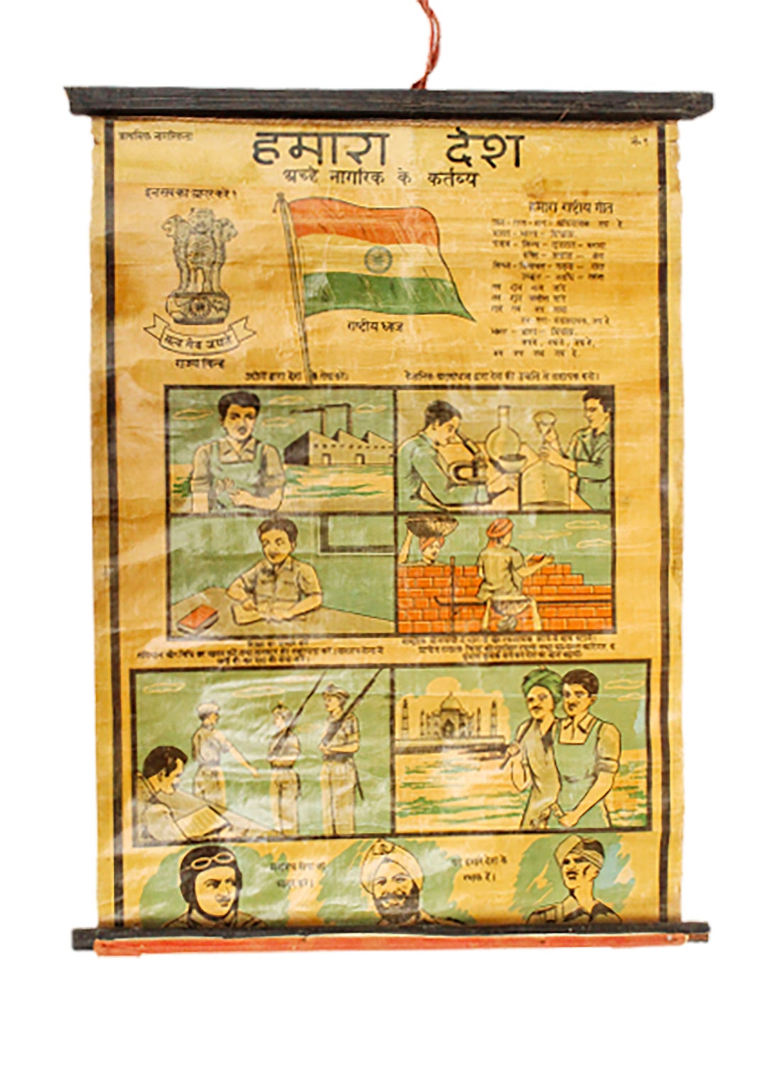 Vintage Occupations Poster in Hindi Vintage School Chart Original India ...