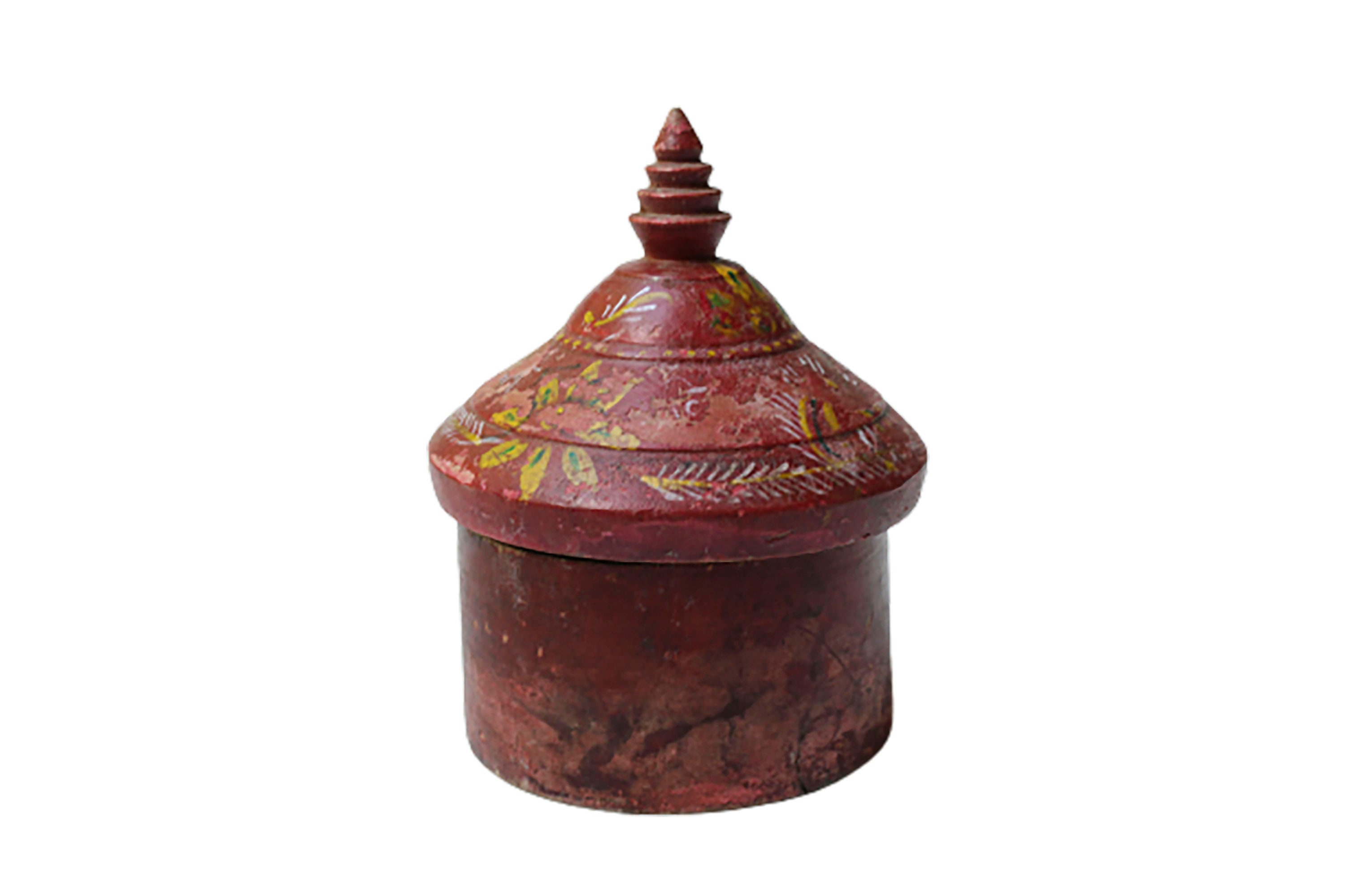 Vintage Red Tika Box, Vintage Makeup Container, Old Red Lacquer Box ...