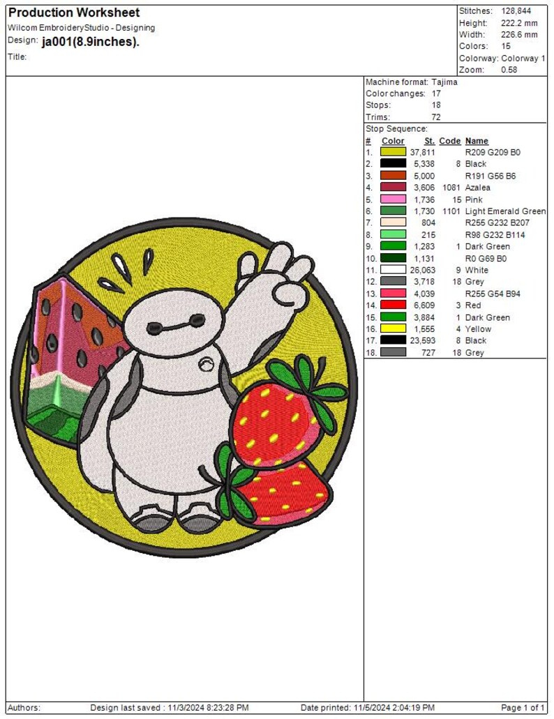 Baymax, Baymax Big Hero, Baymax Embroidery, Baymax Embroidery Digitize. - Etsy