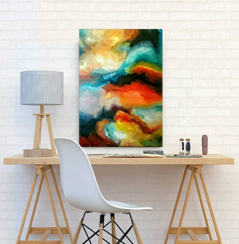 Abstract Original Space Painting office Contemporary Wallart - Etsy
