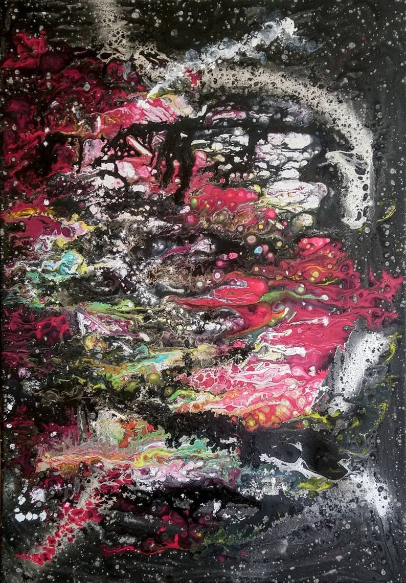 Abstract Original Painting Black Red Acrylic Painting - Etsy