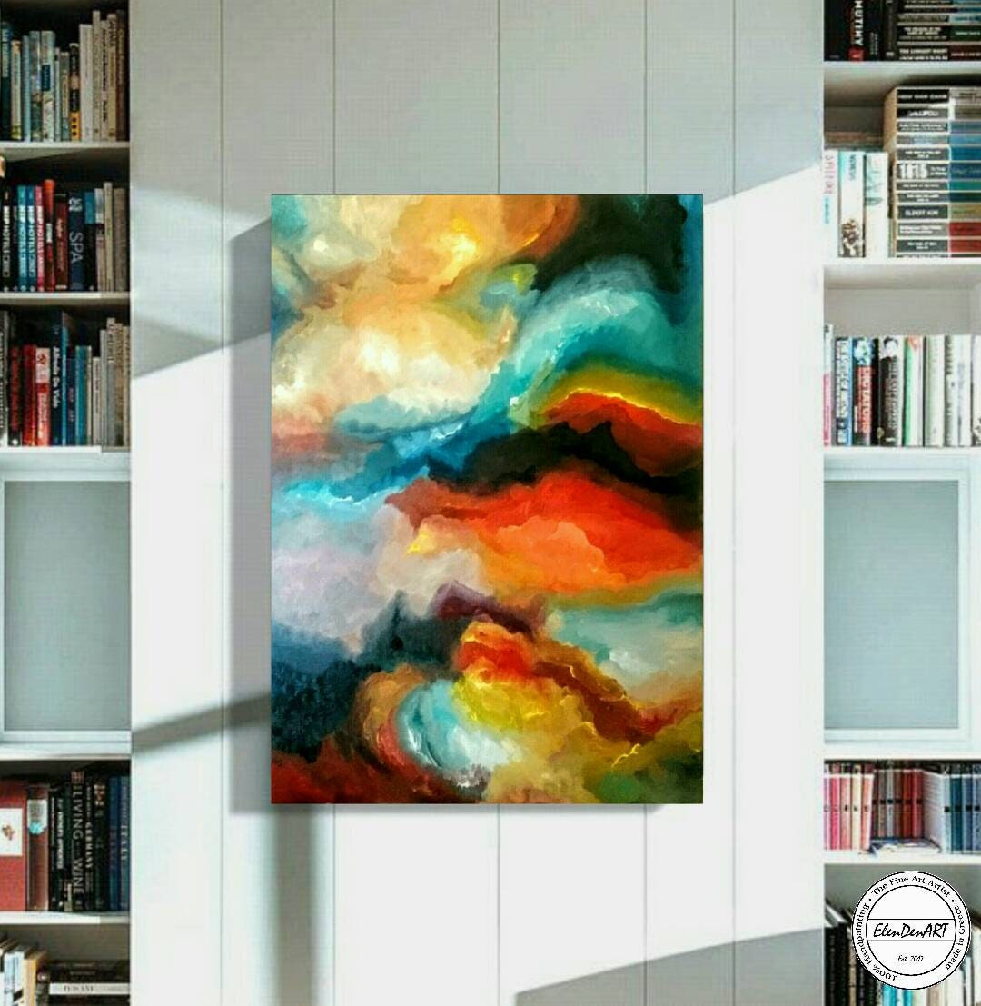 Abstract Original Space Painting |office Contemporary Wallart |colorful ...