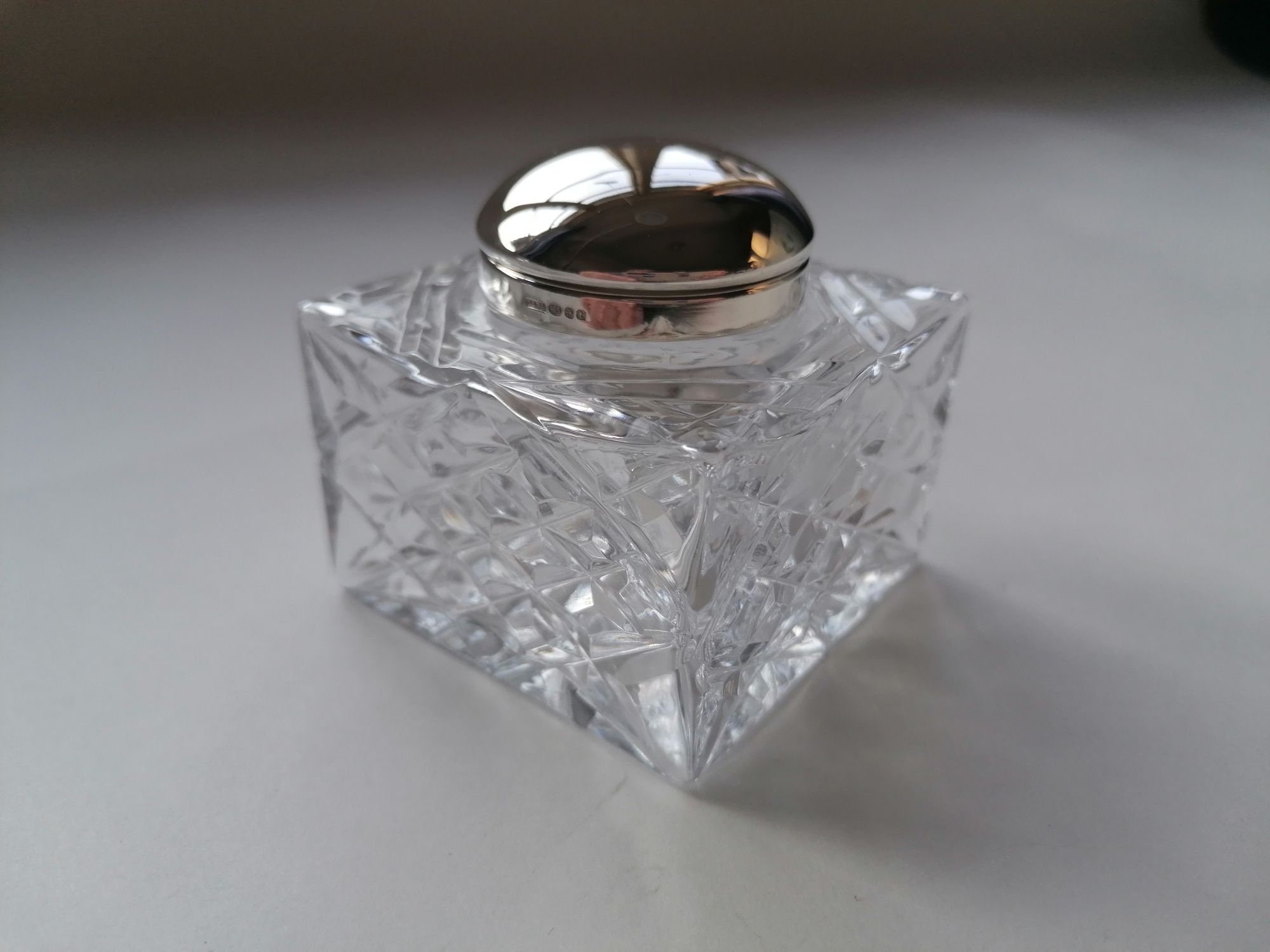 Inkwell, Sterling Silver Lid, Hand Cut English Crystal Bottle - Etsy