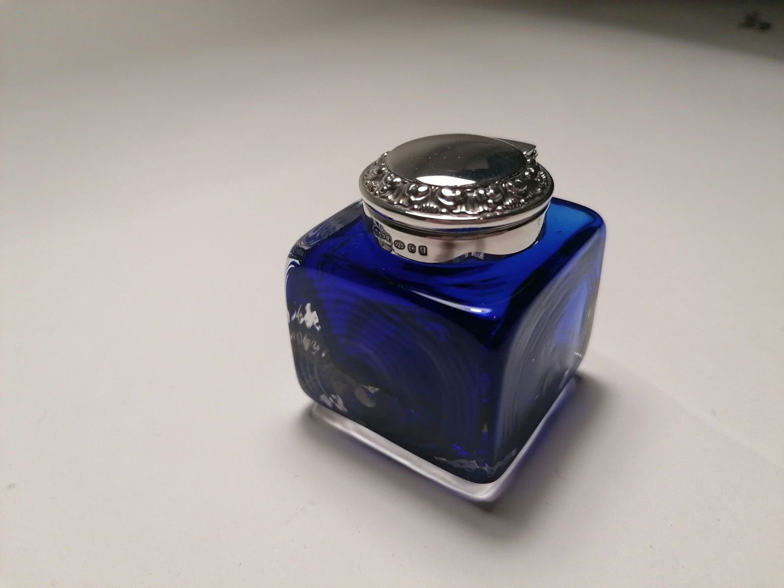 Sterling Silver Inkpot Cobalt Blue - Etsy