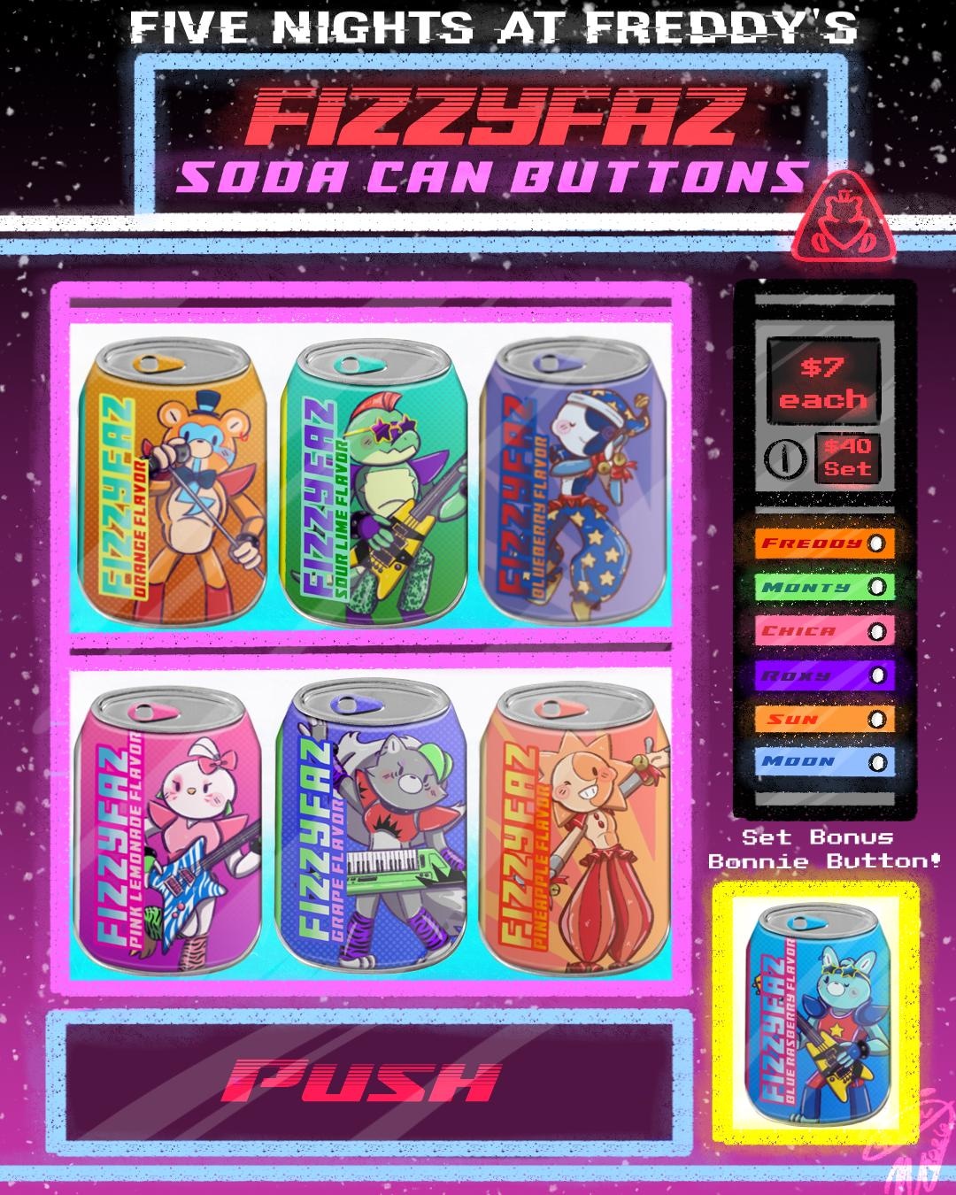 LIMITED FNAF Fizzyfaz Badge Buttons | Metal Buttons - Etsy