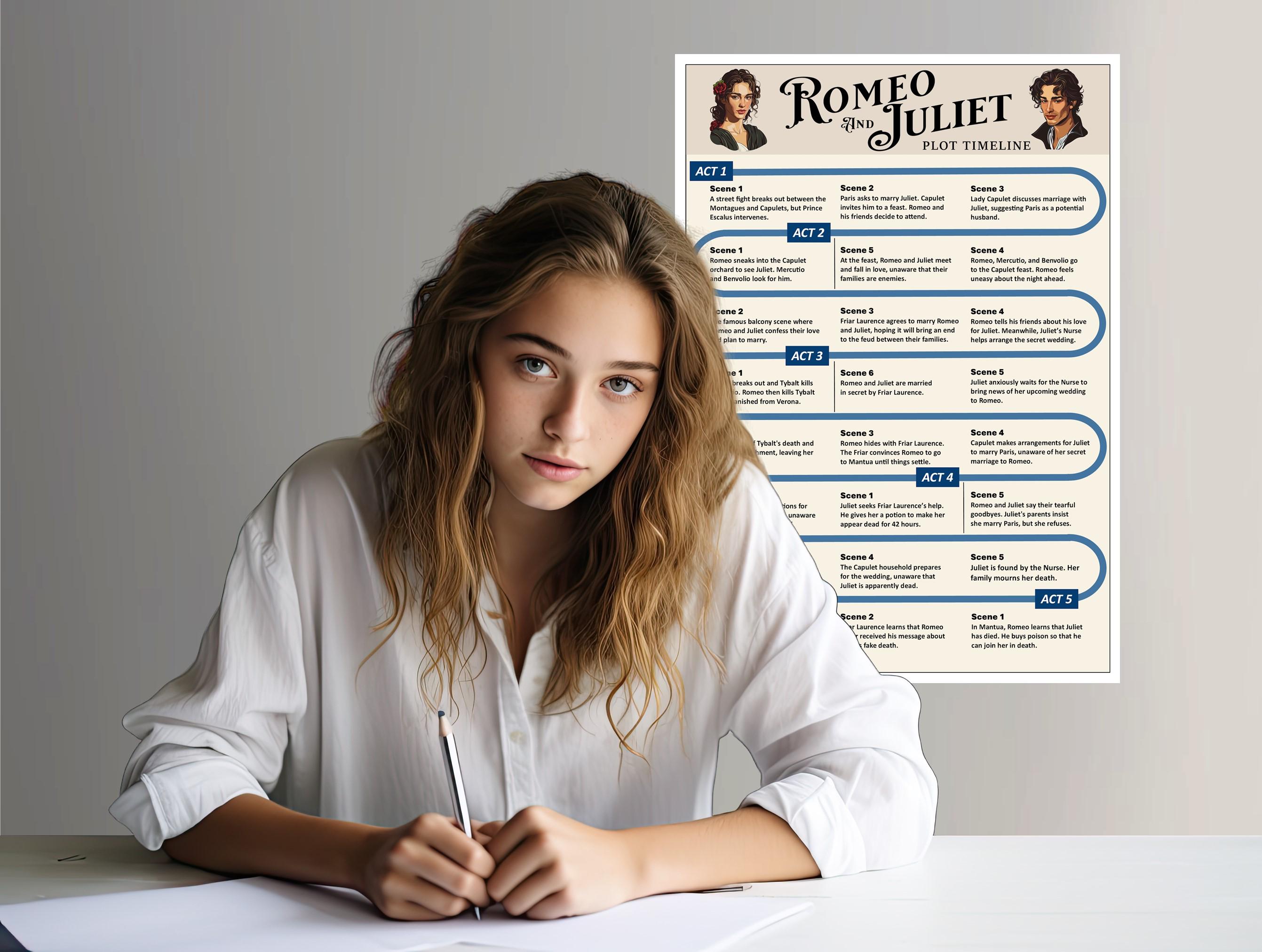 English Classroom Poster, Romeo and Juliet, Plot Timeline, Shakespeare ...