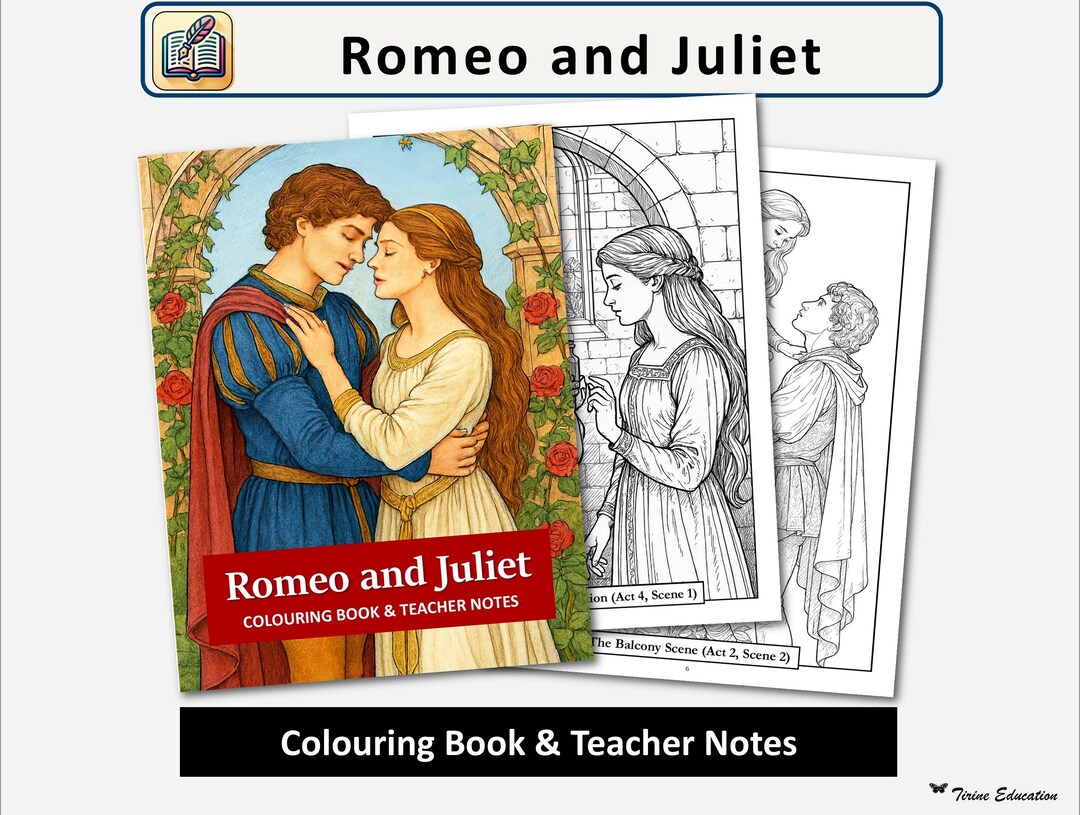 Romeo and Juliet Coloring Book – Printable PDF, A4 & US Letter – 10 ...