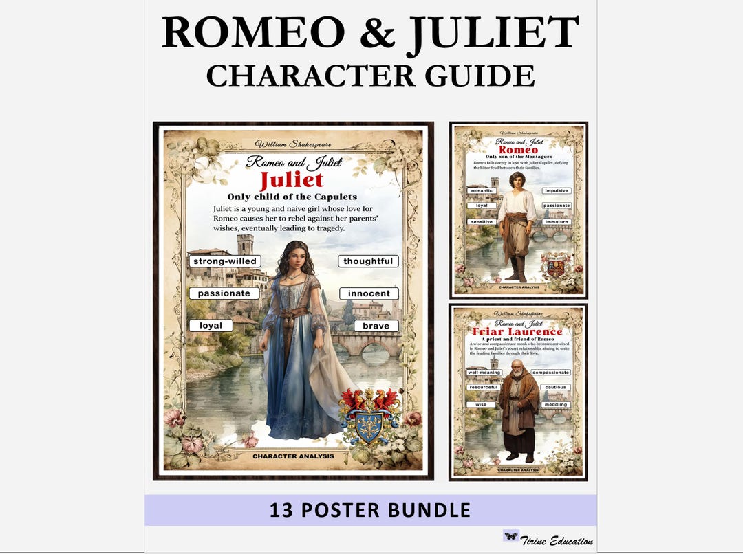 Romeo and Juliet Character Posters – 13 Printable Shakespeare Classroom ...