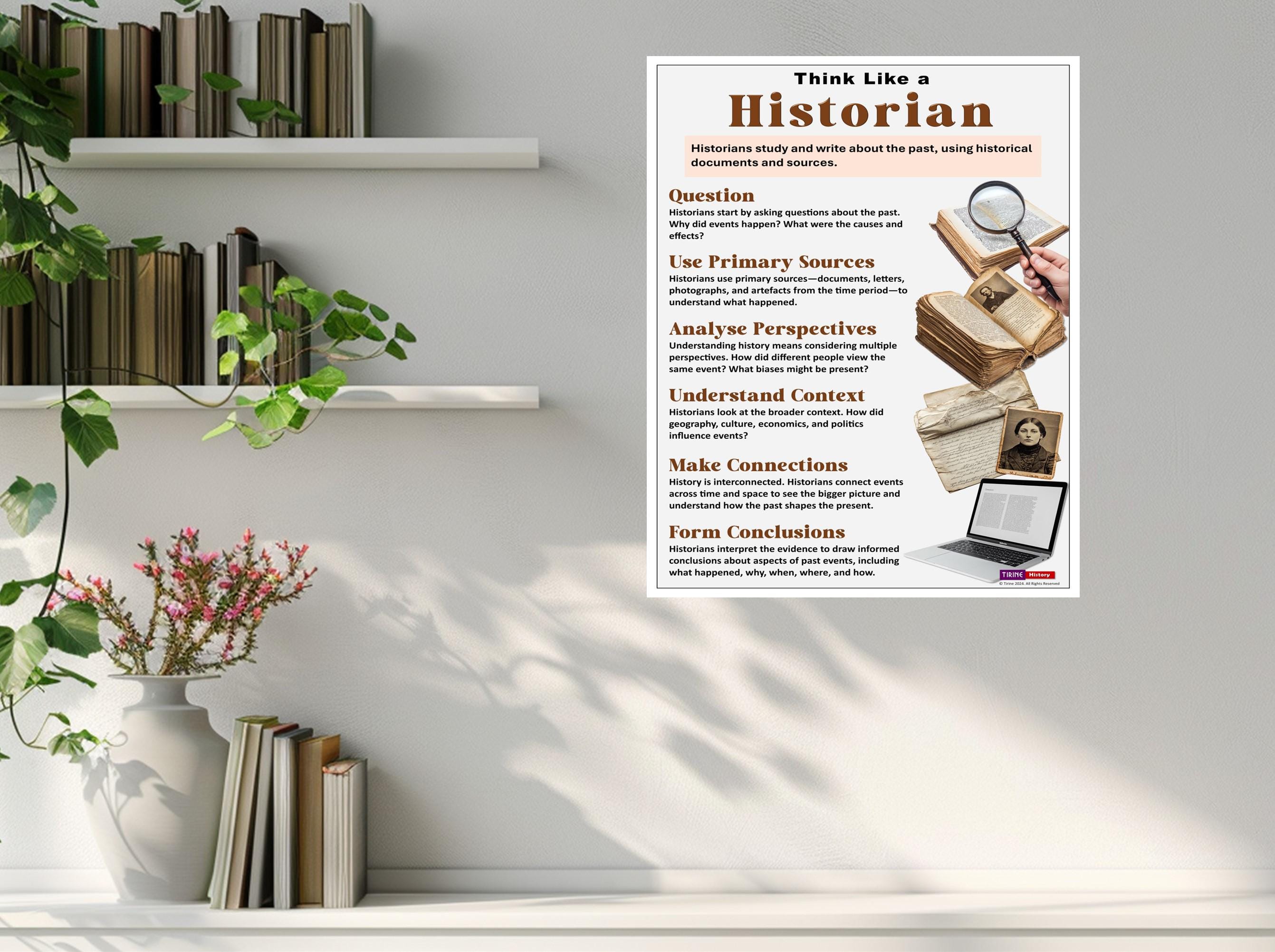 Think Like a Historian Poster: History Classroom Wall Chart on the ...