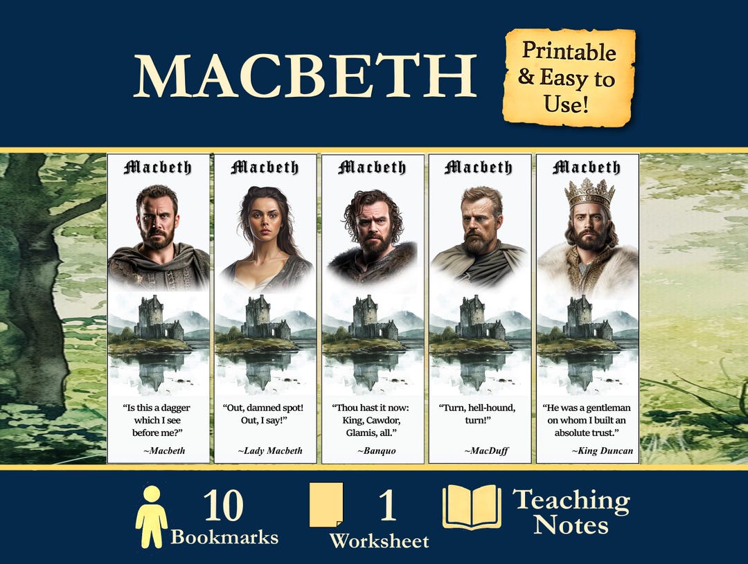 Macbeth Bookmarks and Character Analysis Worksheet | Shakespeare ...