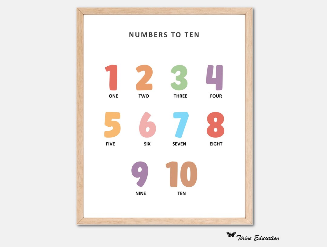 Numbers to 10 Poster, Preschool, Kindergarten, Homeschool, Printable ...