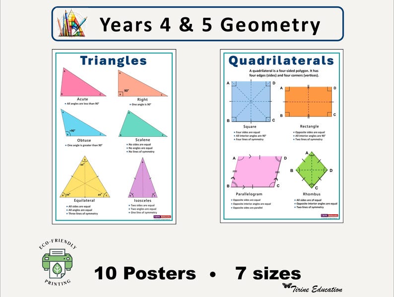 Geometry Poster Bundle: 2D, 3D Shapes, Angles (digital Download) - Etsy