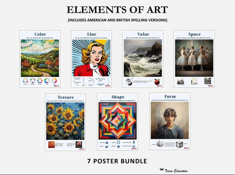 Elements of Art Posters: Classroom Art, Line, Shape, Color (digital ...