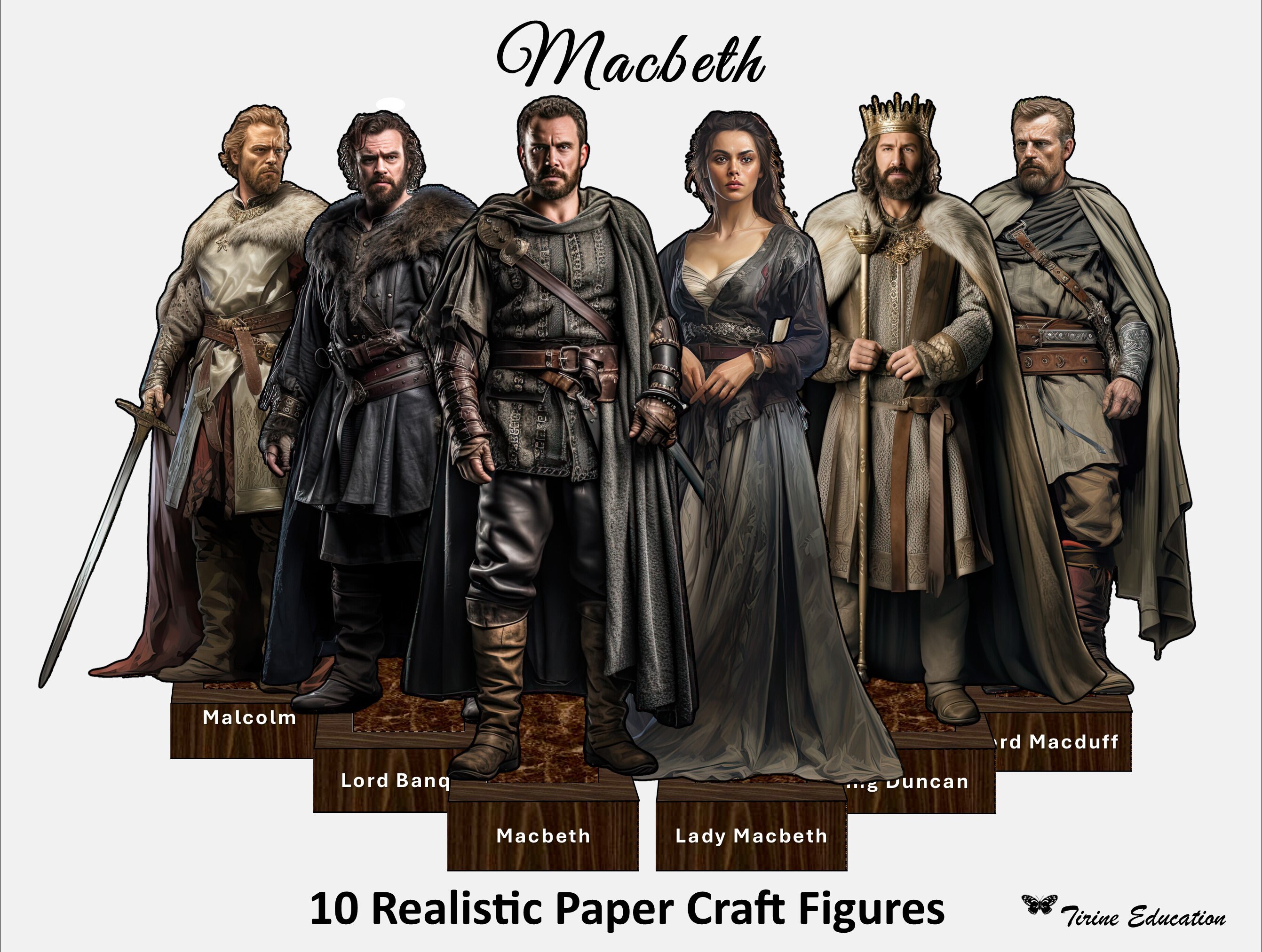 Macbeth Paper Craft Figures, William Shakespeare, 10 Characters, High ...