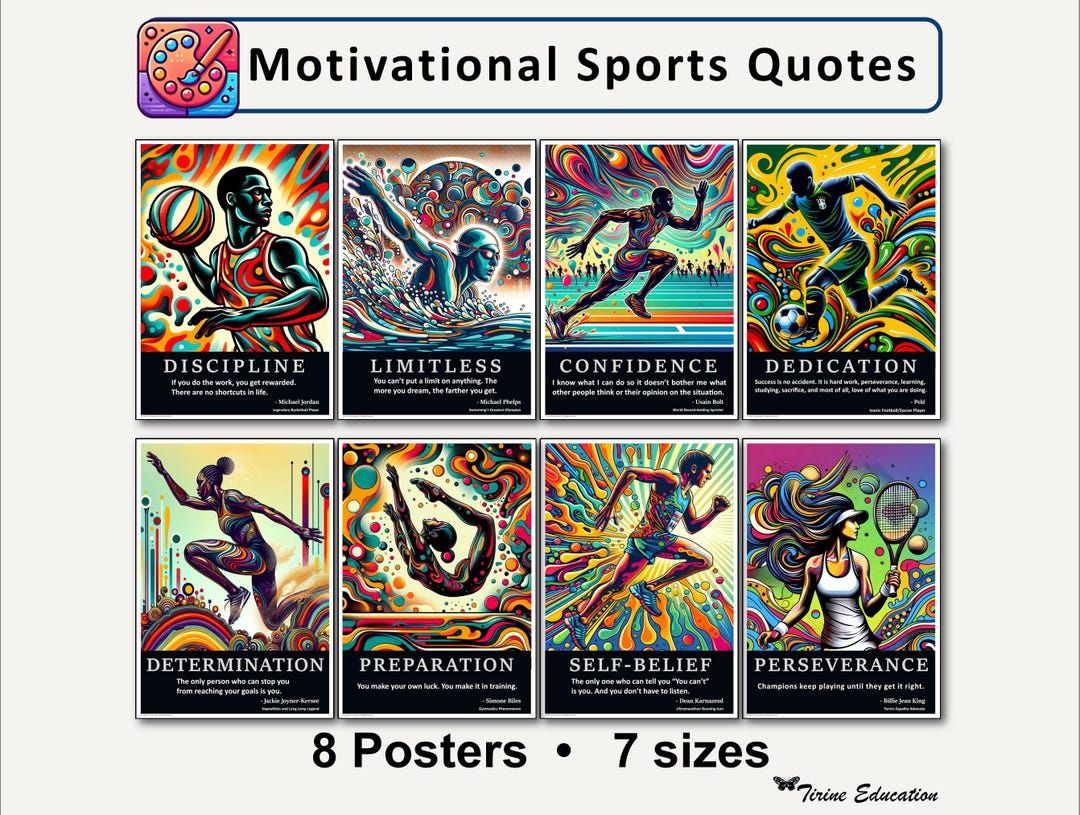 Motivational Sports Quotes Posters – Printable, Digital Classroom Decor ...