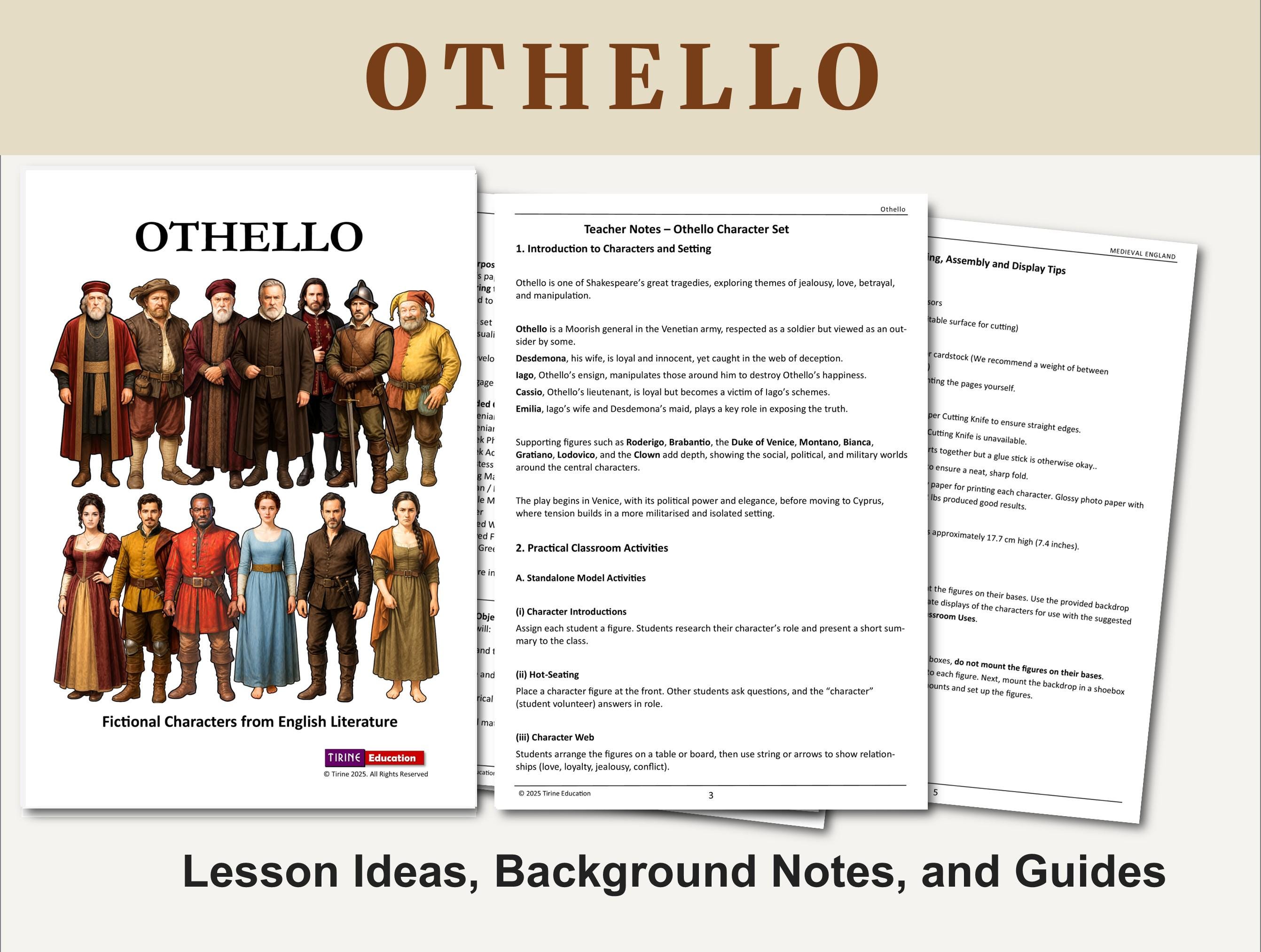 Othello Character Figures: Shakespeare Studies, English Teacher ...