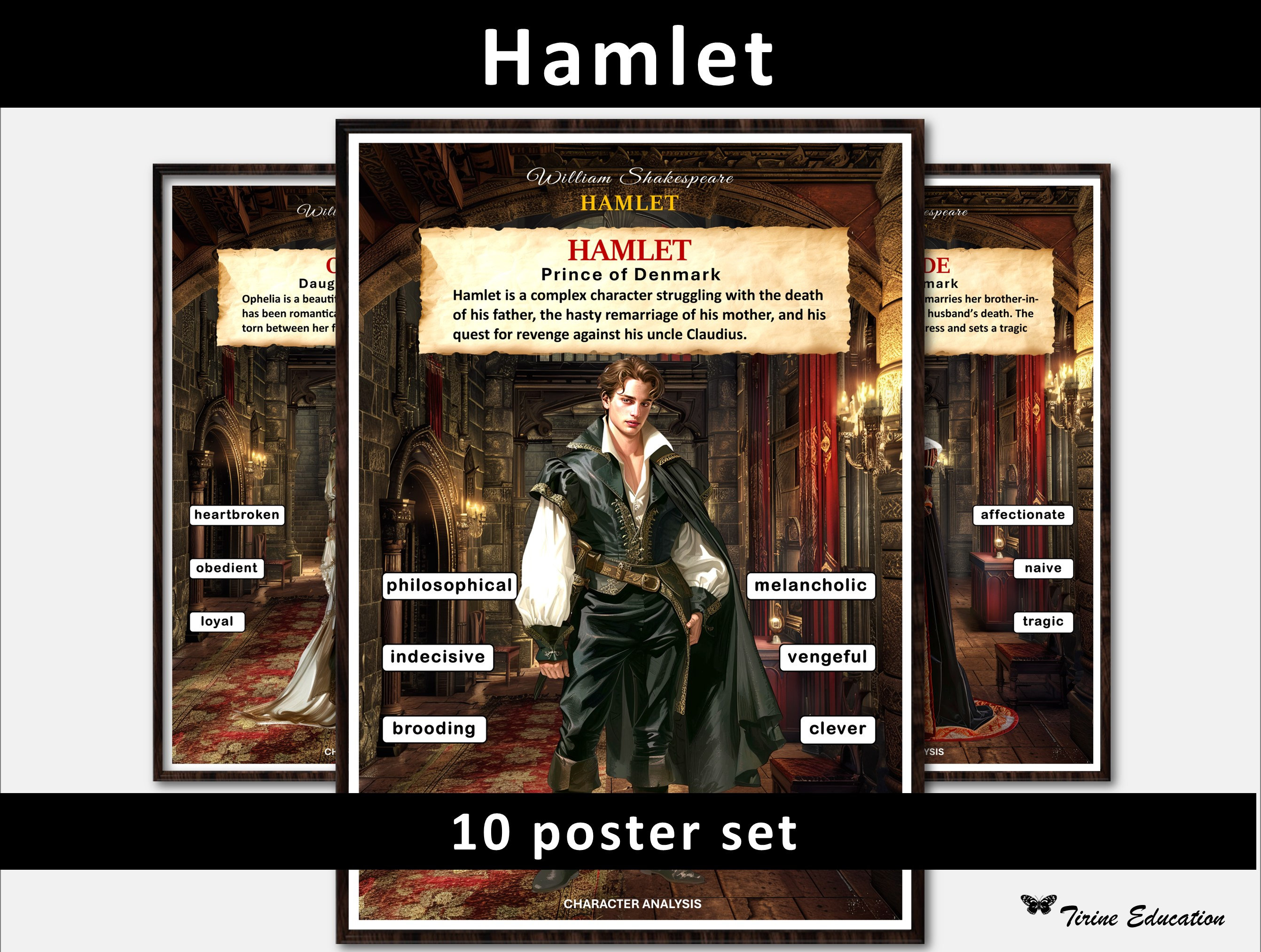 Hamlet Character Analysis 10 Poster Bundle, William Shakespeare ...