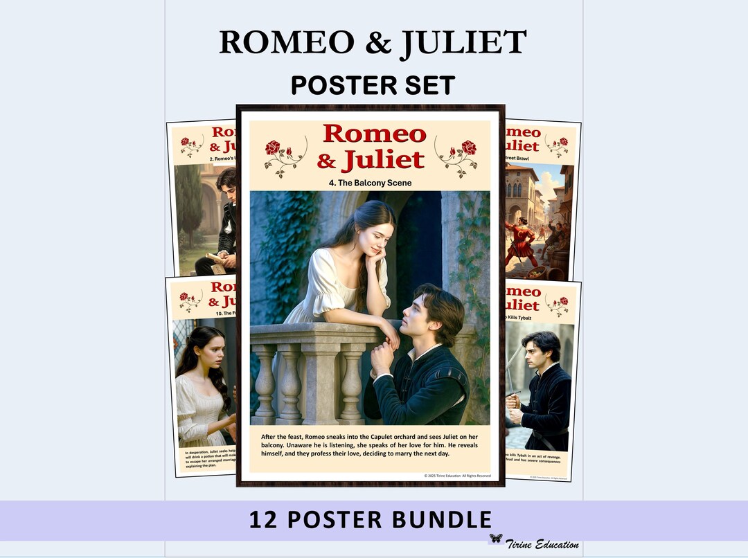 Romeo and Juliet Poster Set: English Literature, Shakespeare Classroom ...