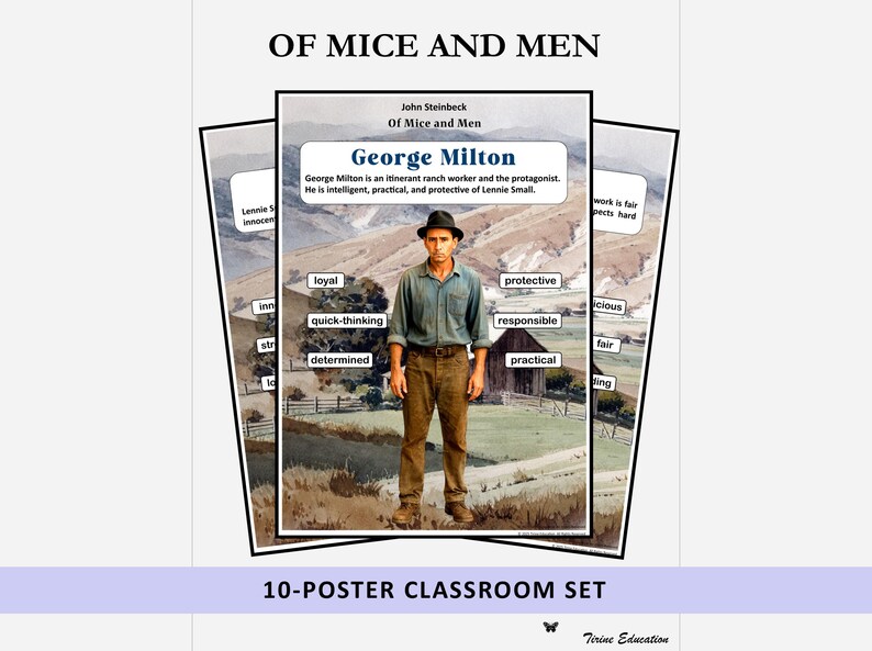 Of Mice and Men Character Posters, English Literature Classroom Decor ...