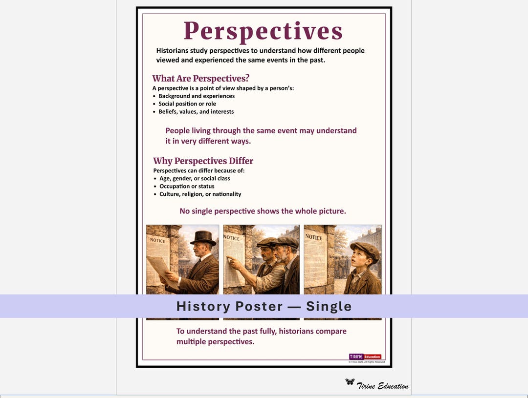 History Poster, Perspectives, Classroom Display for Secondary Classes ...