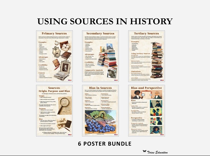 History Sources Classroom Posters: Primary, Secondary, Tertiary ...