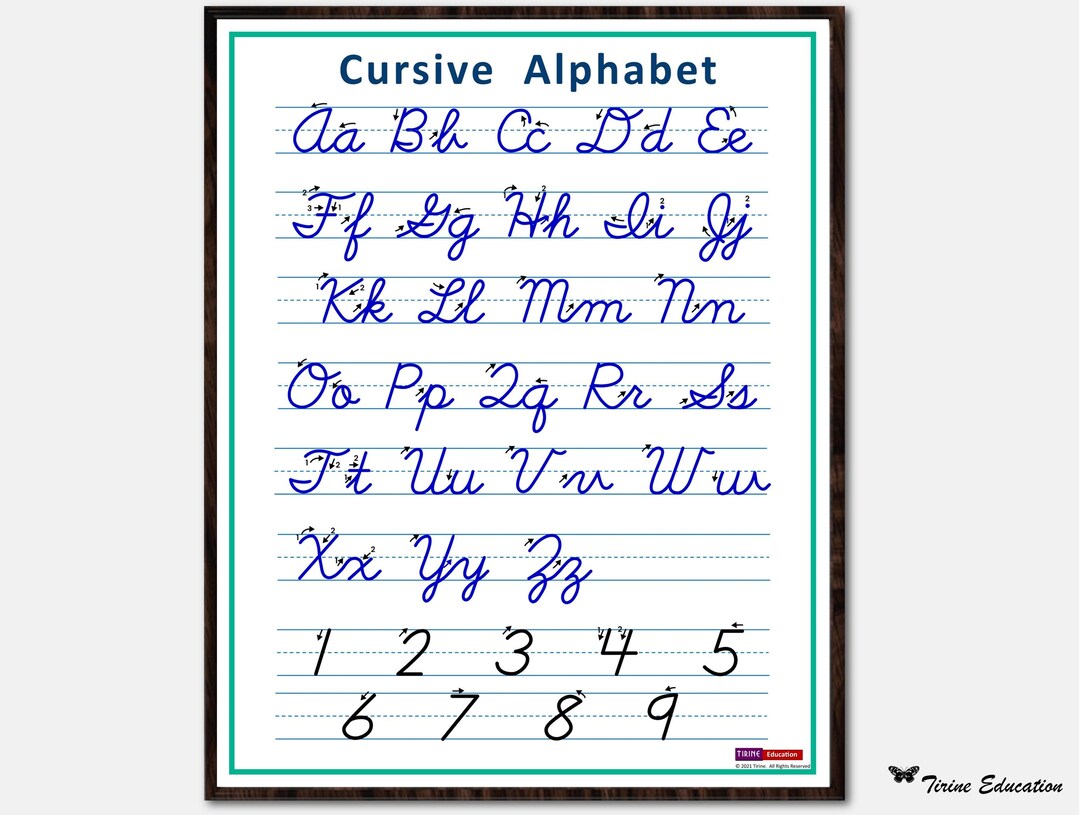 Cursive Alphabet & Numbers Chart: Perfect for Classrooms or Home ...
