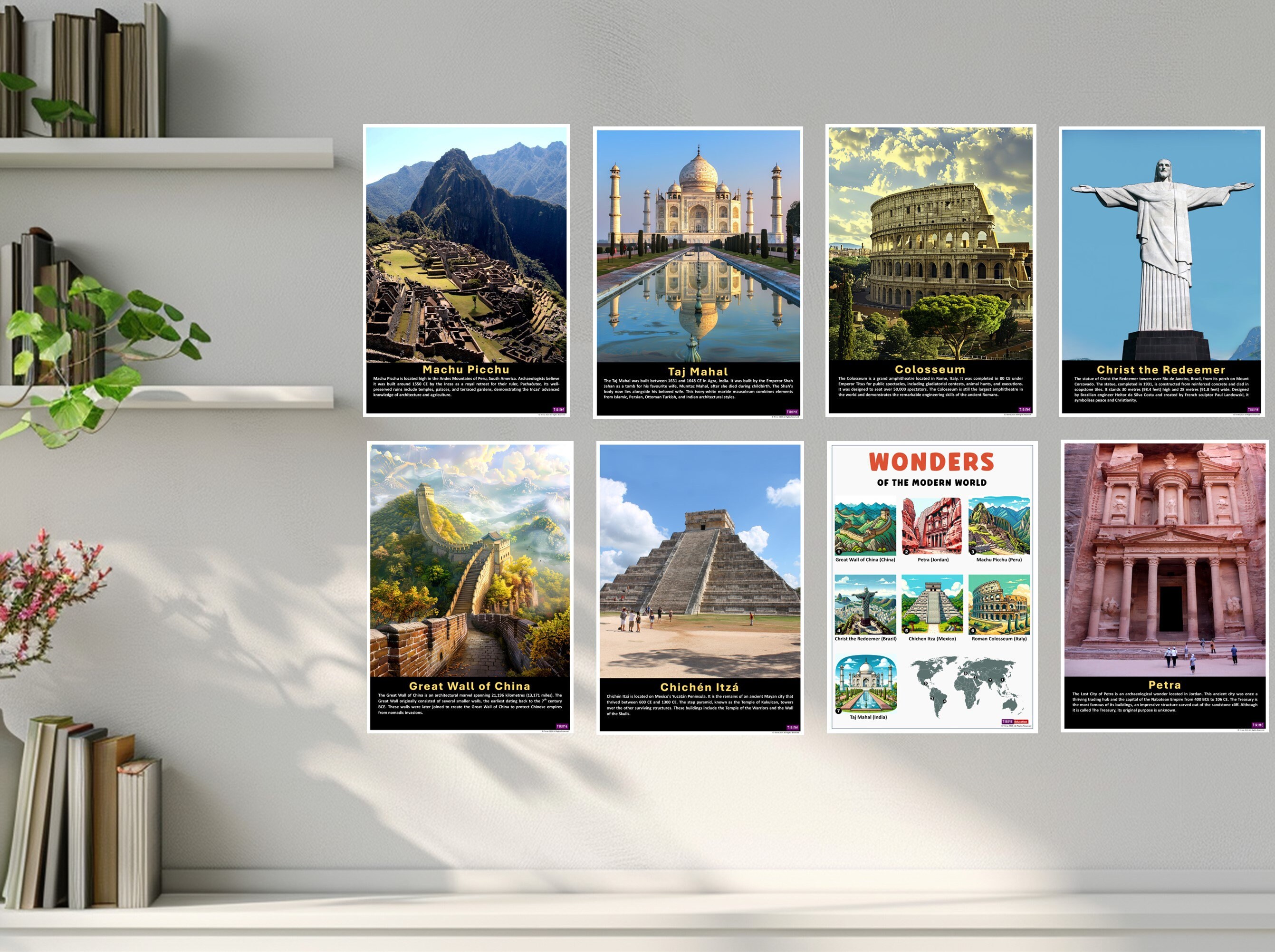 7 Wonders of the Modern World Poster Bundle, Educational Wall Art ...