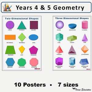Geometry Poster Bundle: 2D, 3D Shapes, Angles (digital Download) - Etsy