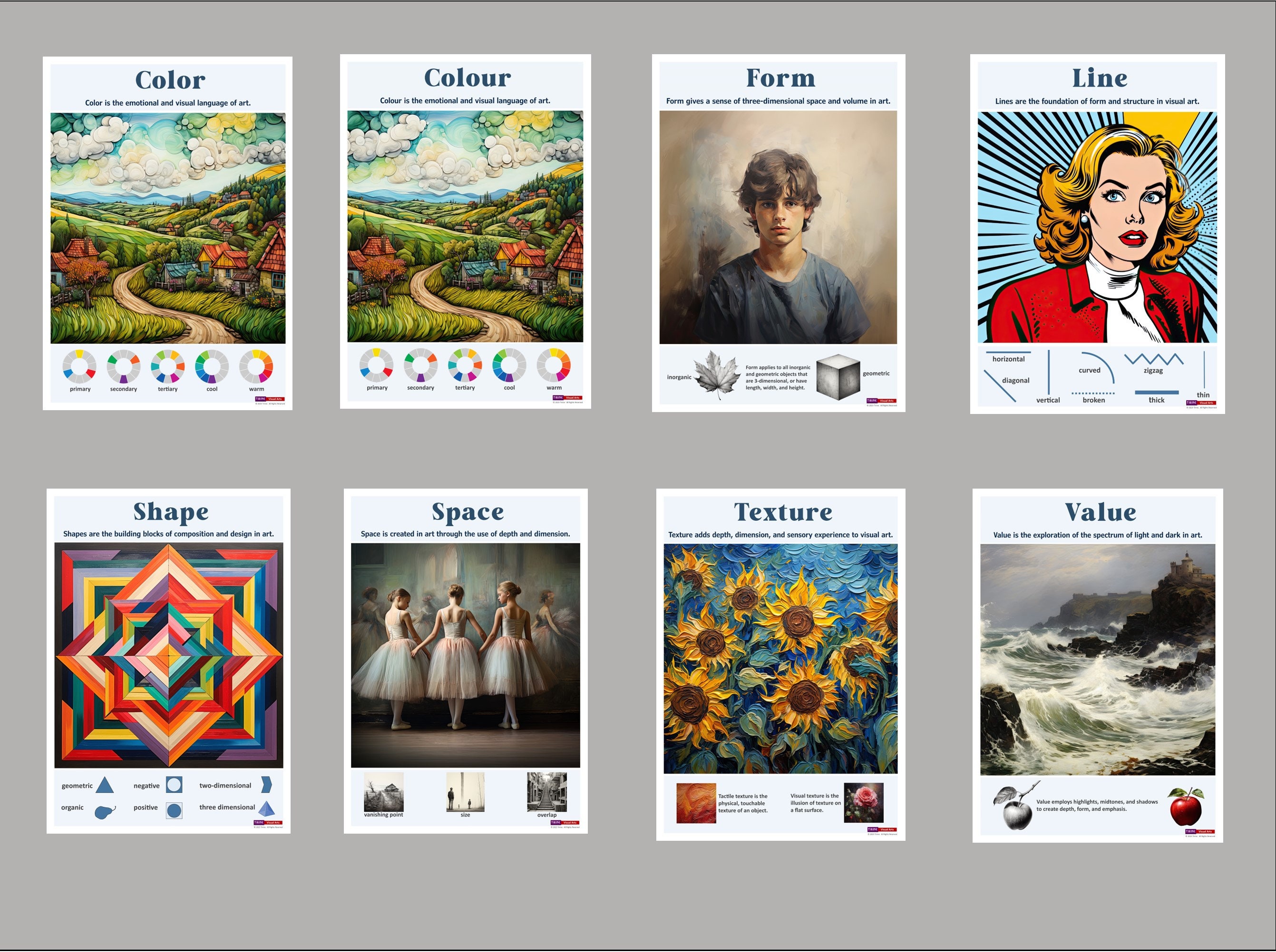 Art Classroom Poster Bundle, Visual Arts, Basic Visual Arts Concepts ...