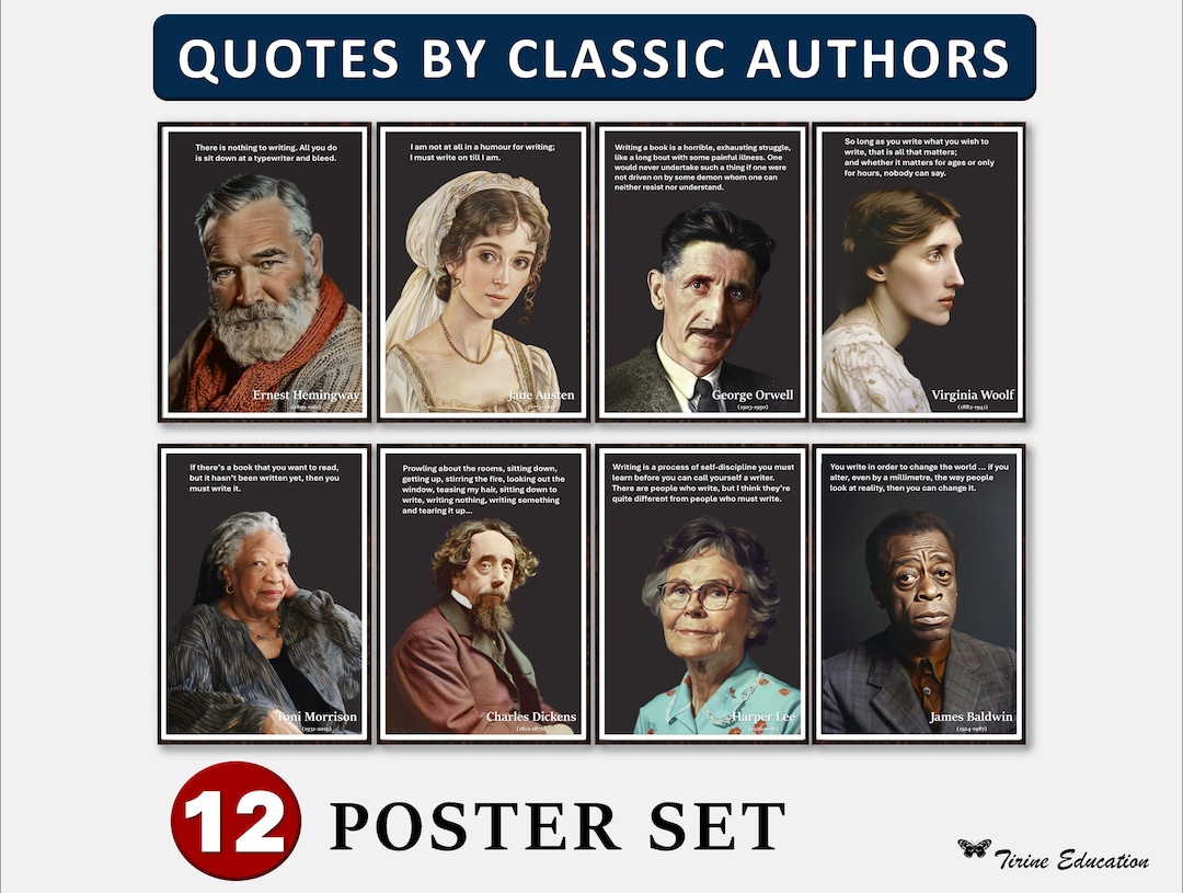 Quotes by Classic Authors Poster Set, English Literature Posters ...