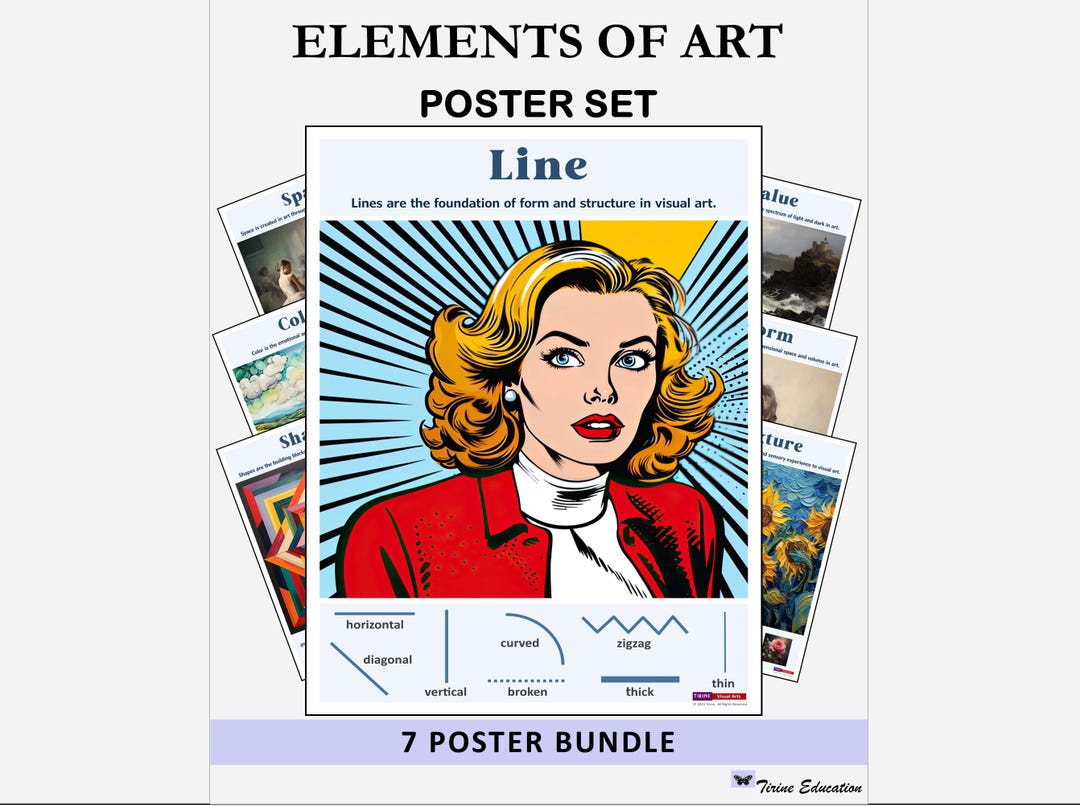Elements of Art Posters: Classroom Art, Line, Shape, Color (digital ...