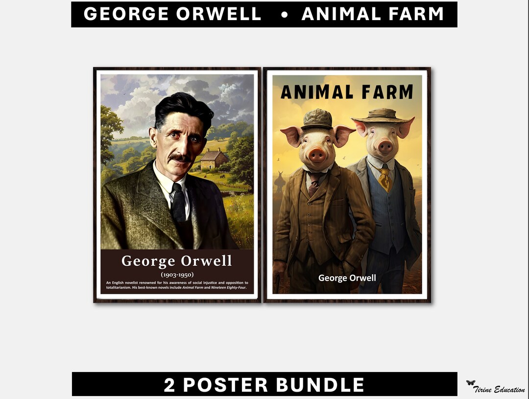 Orwell Print and Animal Farm Poster, Orwell Art, English Literature ...