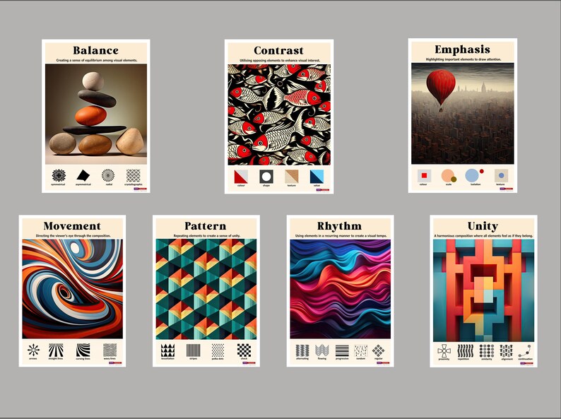 Art Classroom Poster Bundle, Visual Arts, Basic Visual Arts Concepts ...