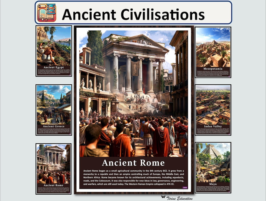 Ancient Civilisations, Poster Set, Rome, Greece, Maya, Mesopotamia ...
